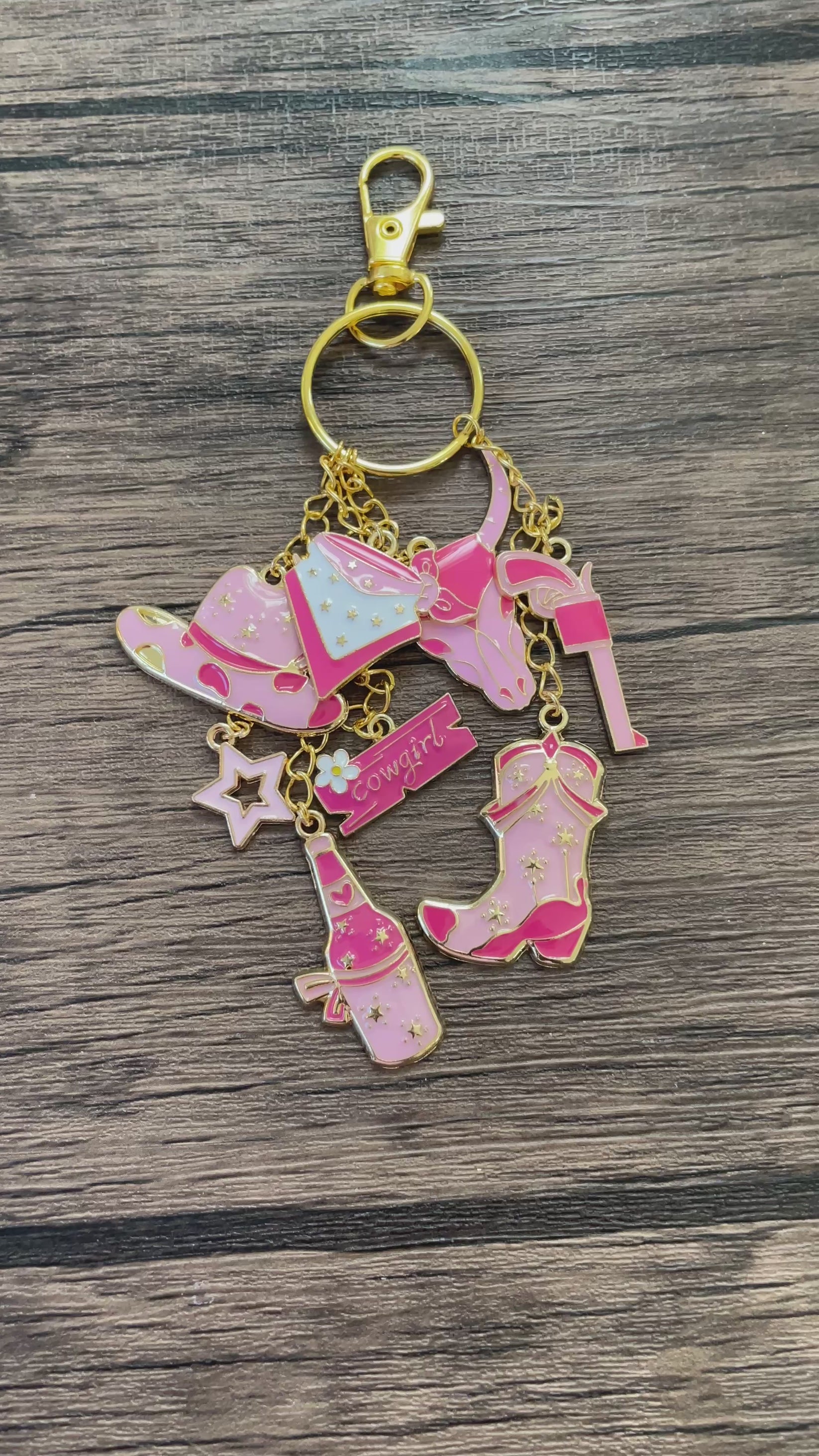 Love Pink Western Gold Bag Charm – Sarita Bastone