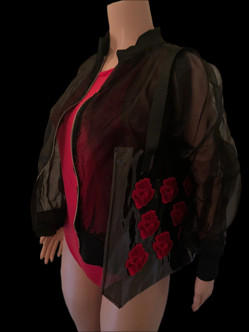 Red Rose Holographic PVC Black Tote Bag – Sarita Bastone